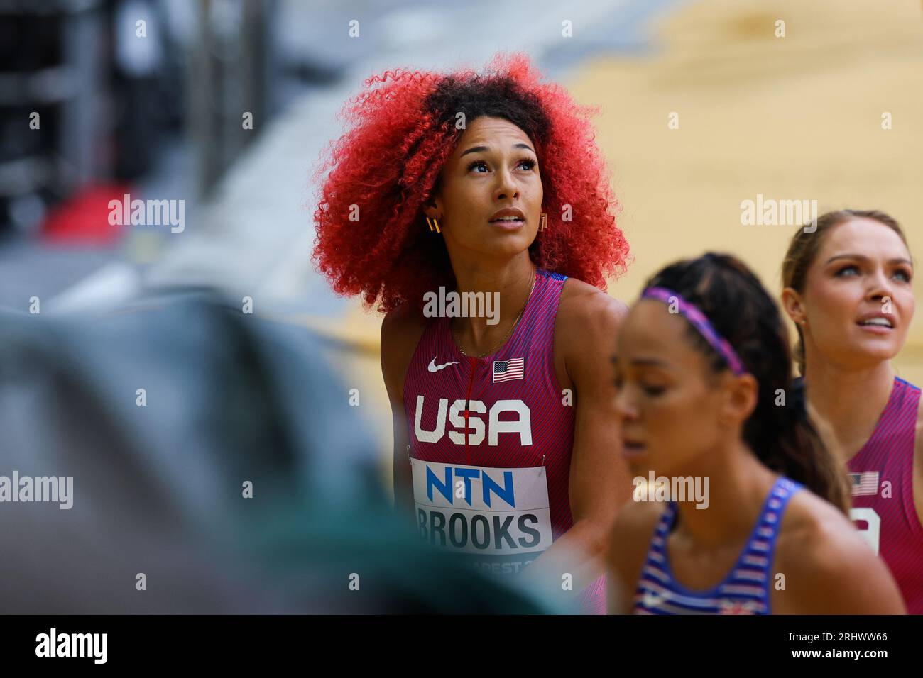 Budapest. 19th Aug, 2023. Taliyah Brooks of the United States reacts ...