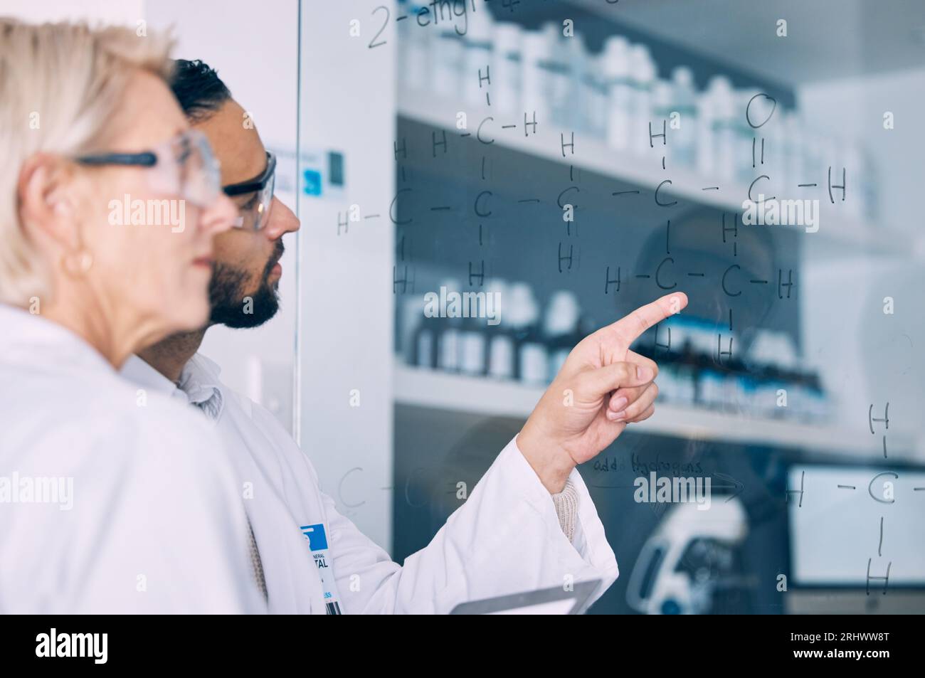 Research, team and writing glass formula, planning particles and ...