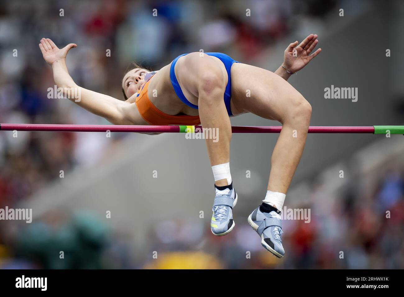 BUDAPEST - Emma Oosterwegel in action in the high jump of the ...