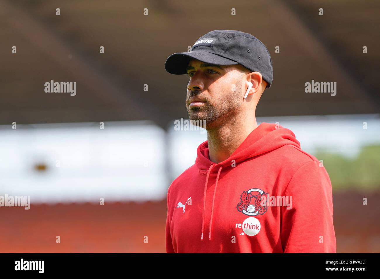 Jordan Graham #24 of Leyton Orient inspects the pitch before the Sky ...