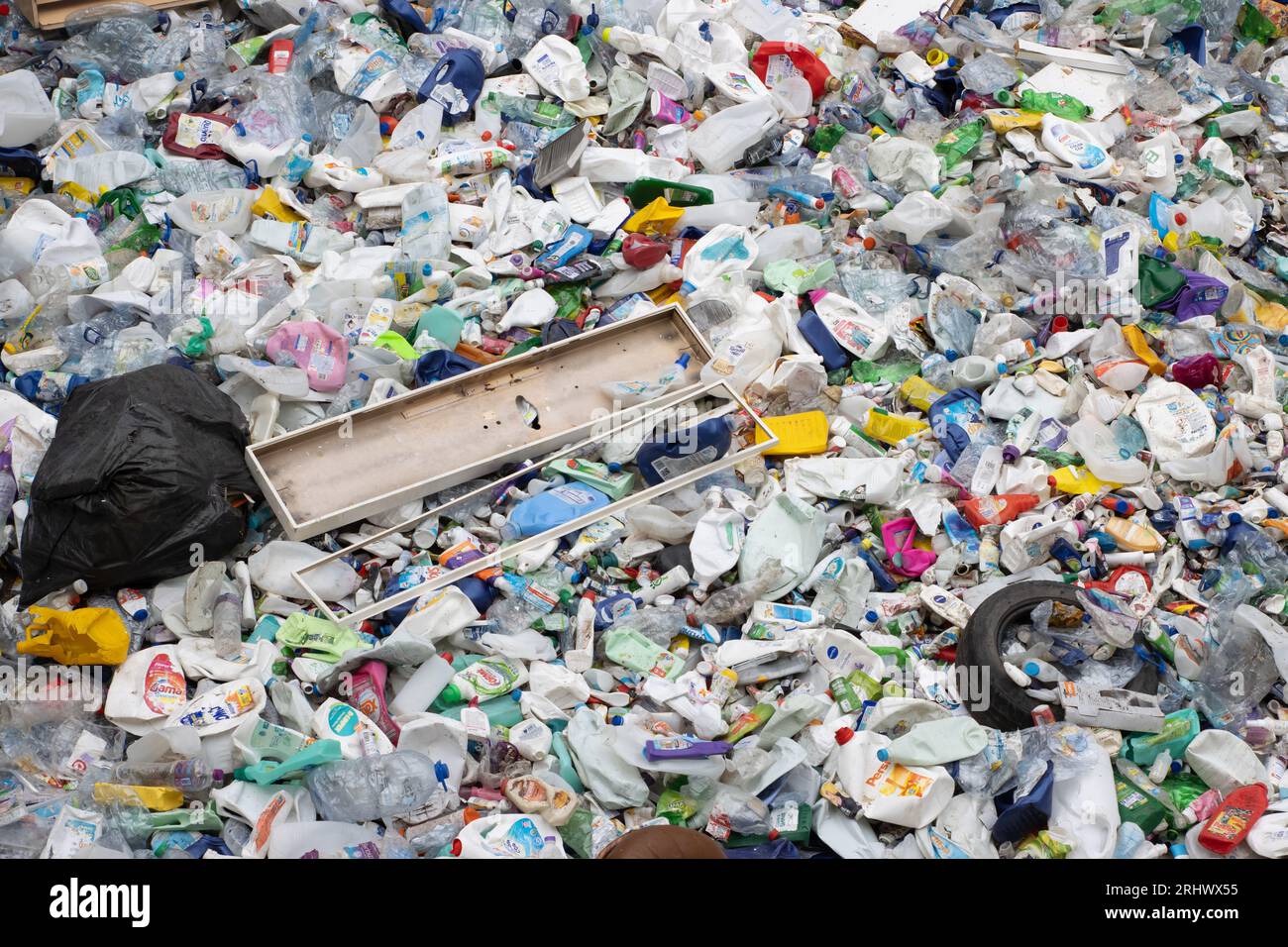 16 october 2022 Almada, Portugal: recyclable landfill full of plastic ...