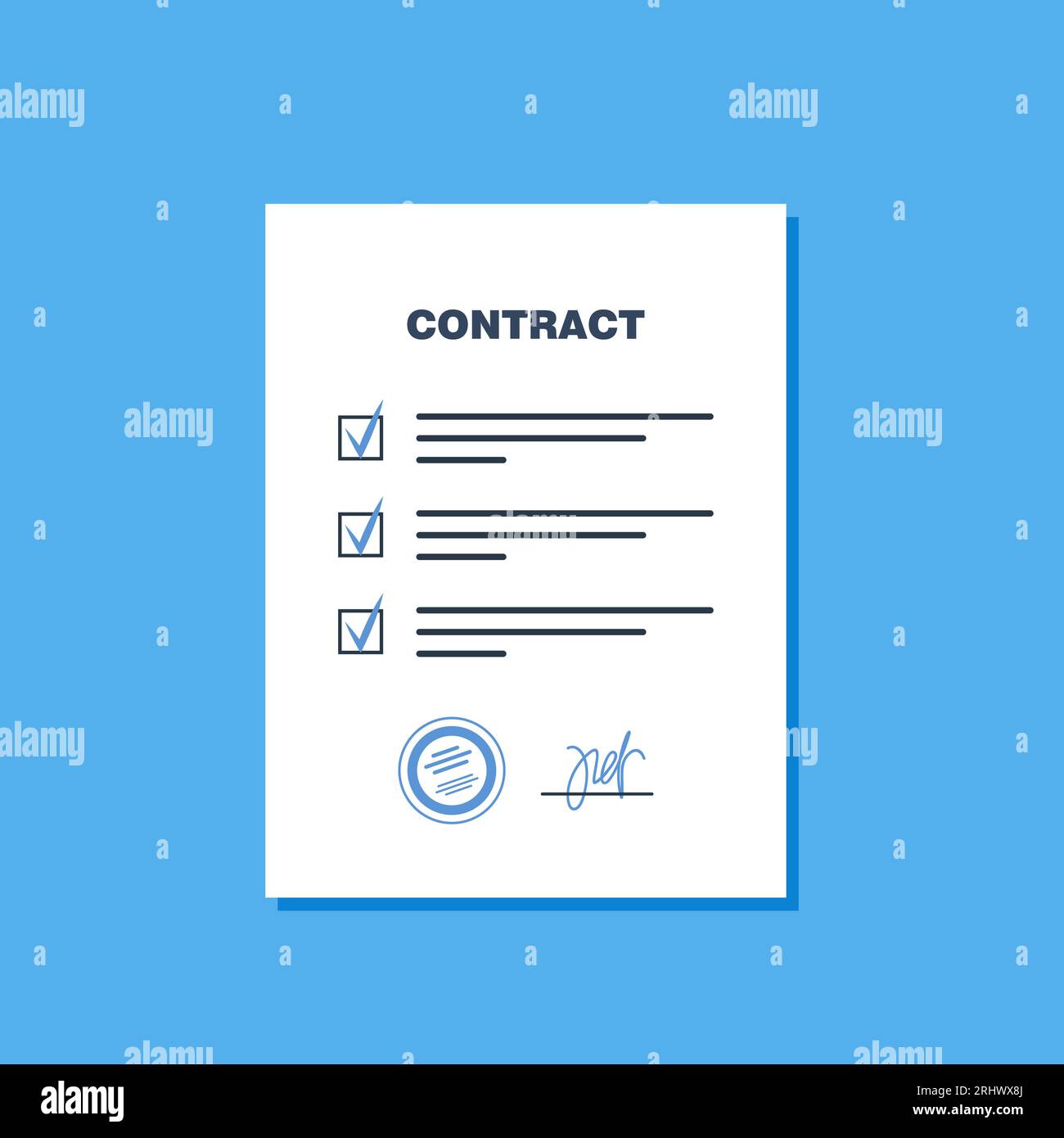 Contract agreement paper blank. Contract with seal and signature ...
