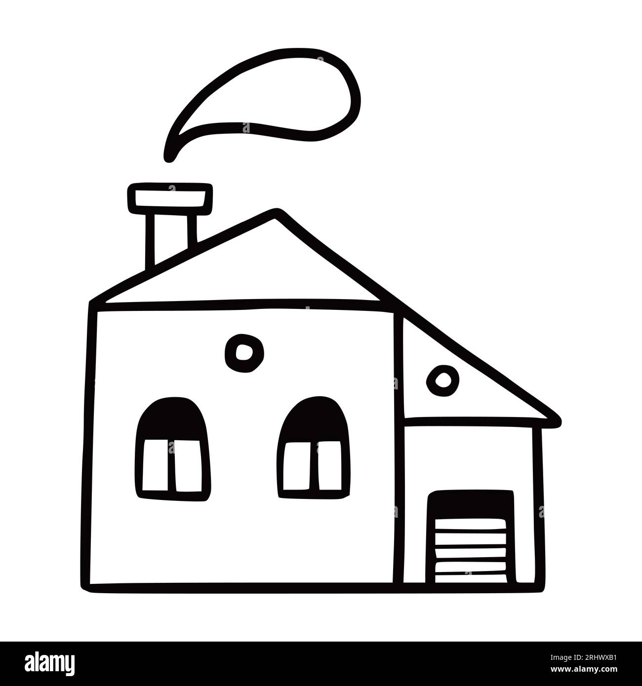 Hand drawn cute house. Doodle sketch style home. House building with ...