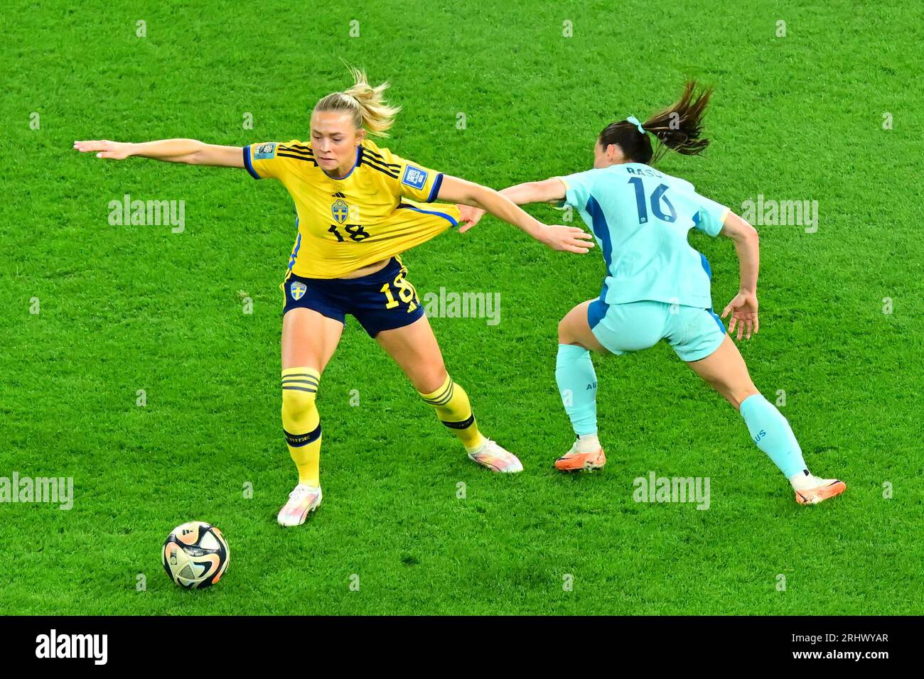 Brisbane, Australia. 19th Aug, 2023. Sweden's Fridolina Rolfo (L ...