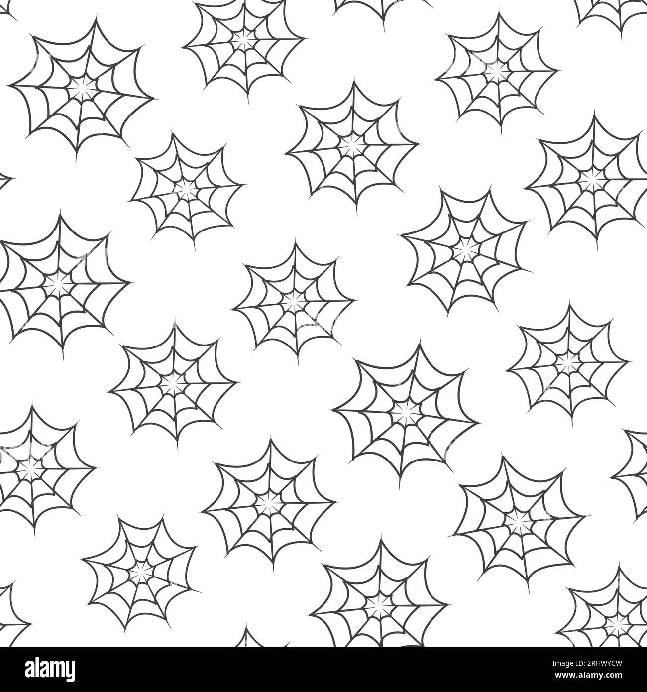 Halloween spider web seamless vector backdrop pattern White background and black cobwebs. Simple ...