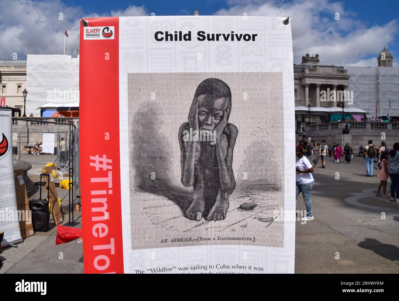 London, UK. 19th August 2023. Campaigners from Slavery Remembrance ...