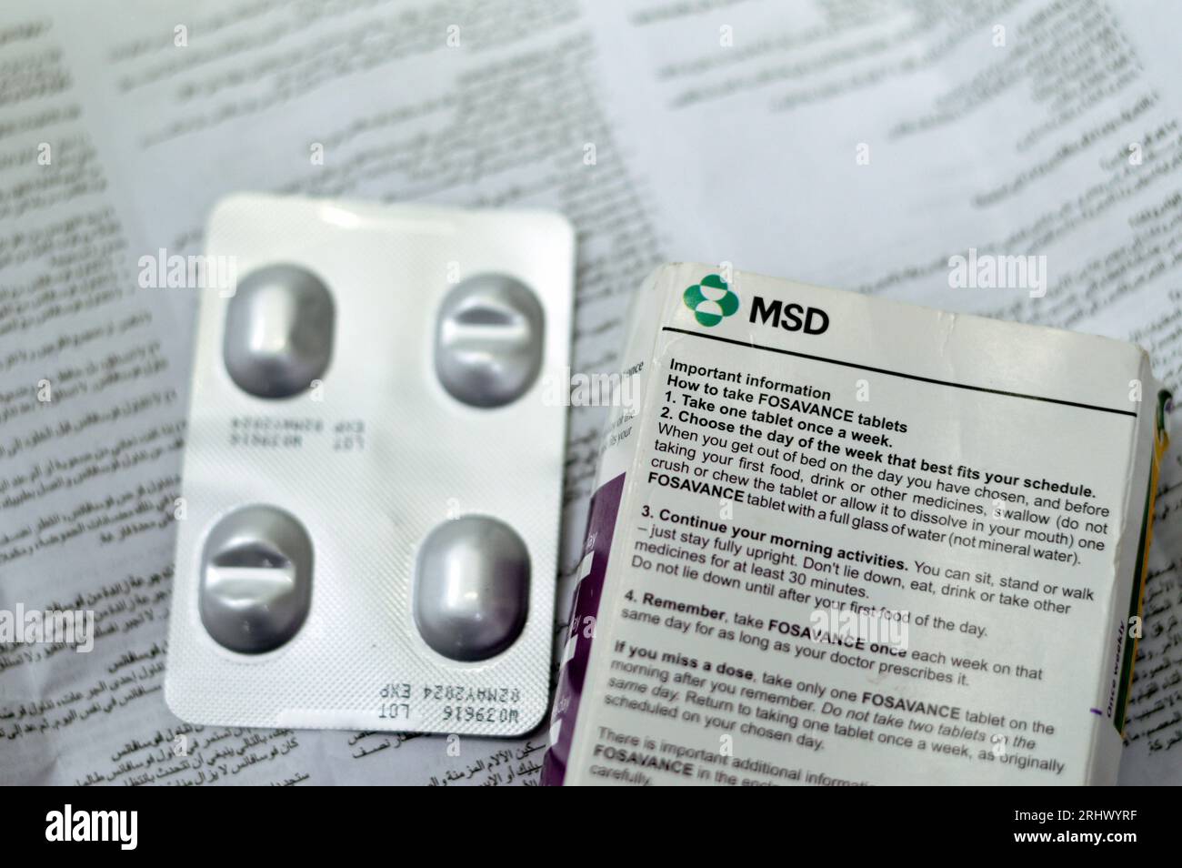 Cairo, Egypt, August 9 2023: Fosavance tablets by MSD, active ...
