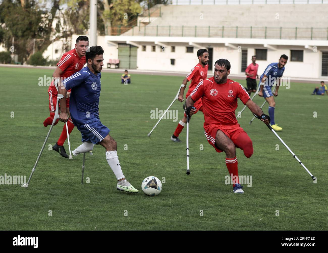 Gaza, Palestine. 17th Aug, 2023. Palestinian amputees play football ...