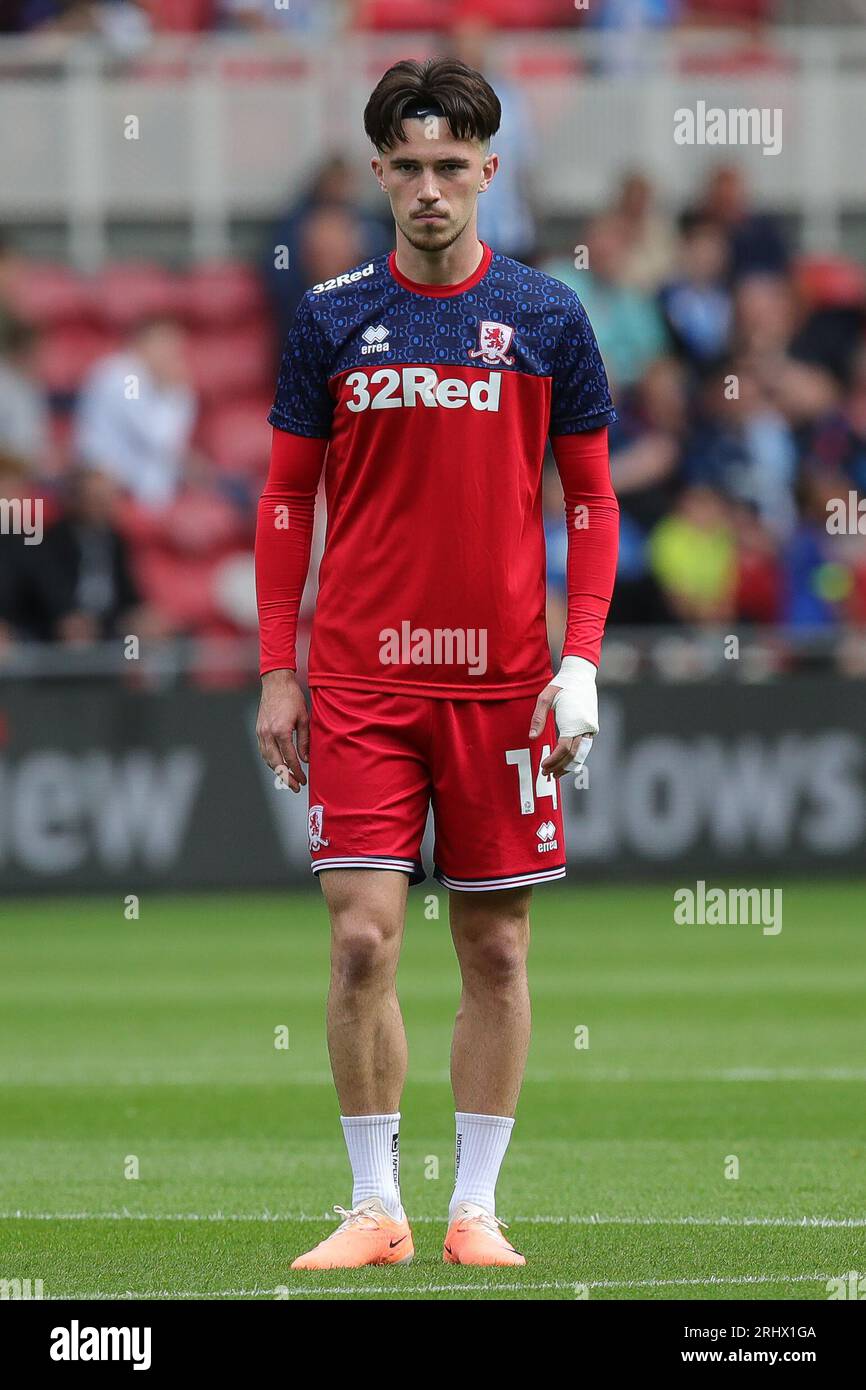 Alex Gilbert #14 of Middlesbrough during the pre match warm up ahead of ...