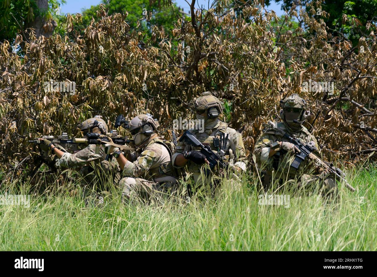 Soldier in civil war, ruin building. Close quarter battle and civil war ...