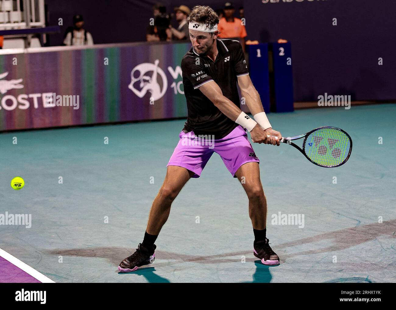 Caspar Ruud in action. Florida, USA, Miami Open Tennis, March 2023 ...