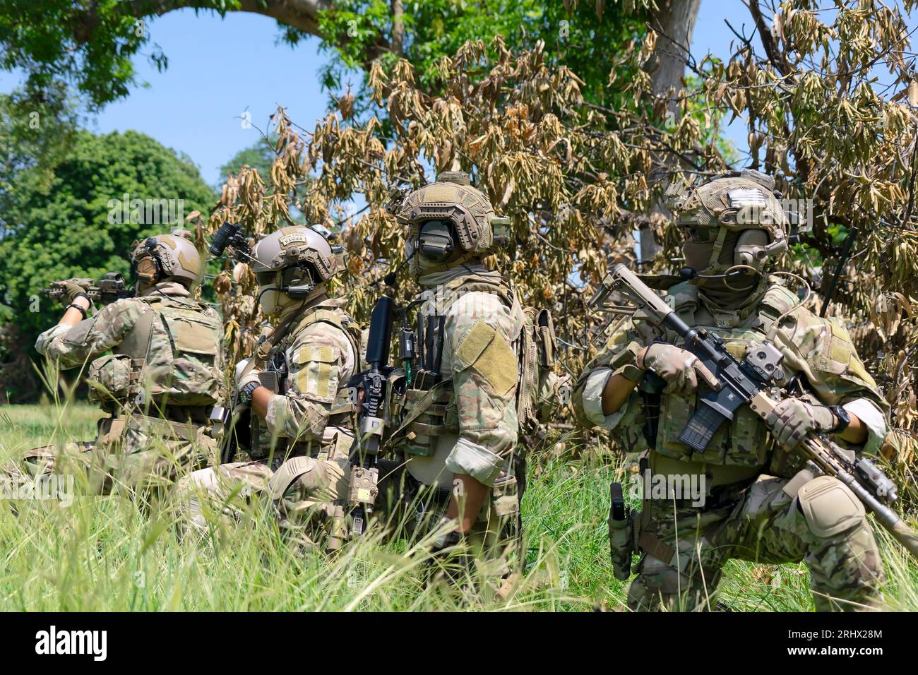 Soldier in civil war, ruin building. Close quarter battle and civil war ...