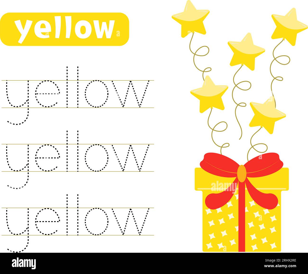 Trace and write word yellow. Handwriting practice. Learning colors ...