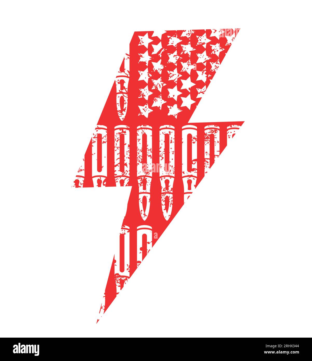 thunderbolt symbol t-shirt design with bullets and stars. vector ...