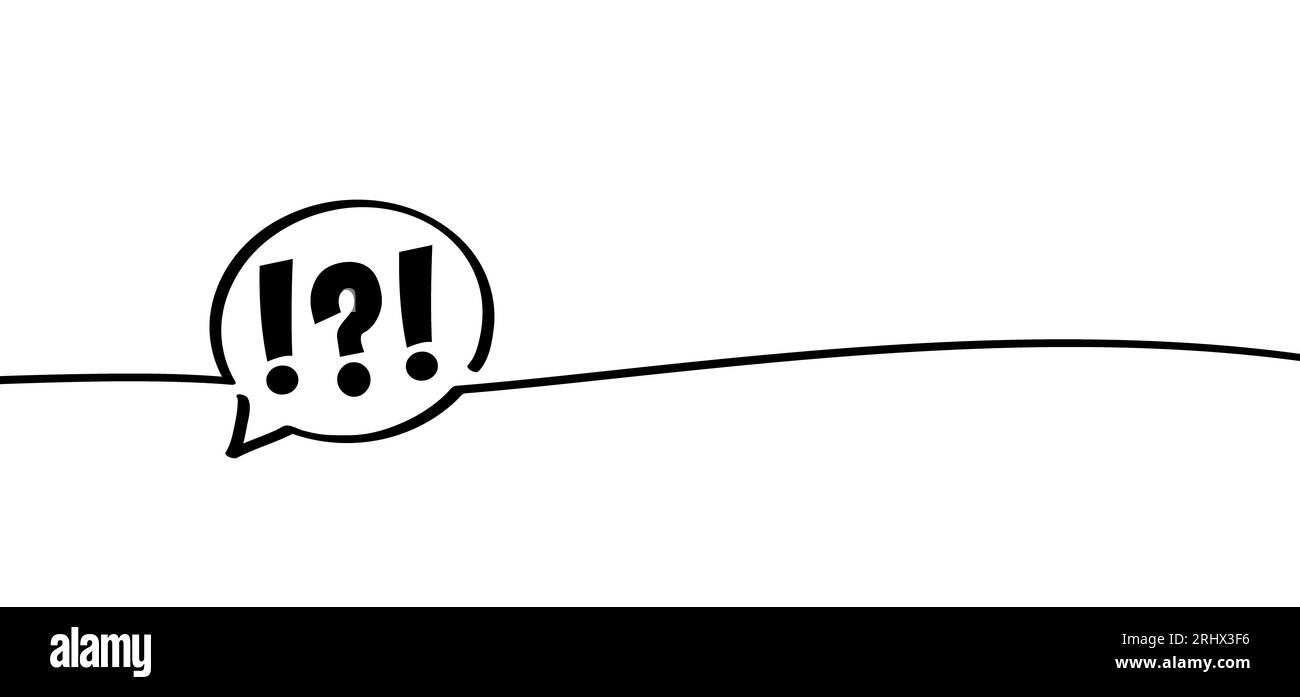 Cartoon drawn line paptern. continuous bubble with question mark ...