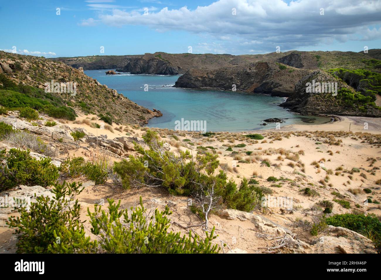 the dunes systems and cliffs of mongofre beach on the tramuntana north ...