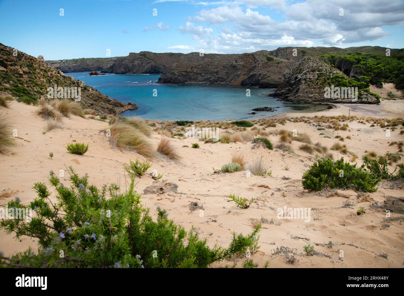 the dunes systems and cliffs of mongofre beach on the tramuntana north ...