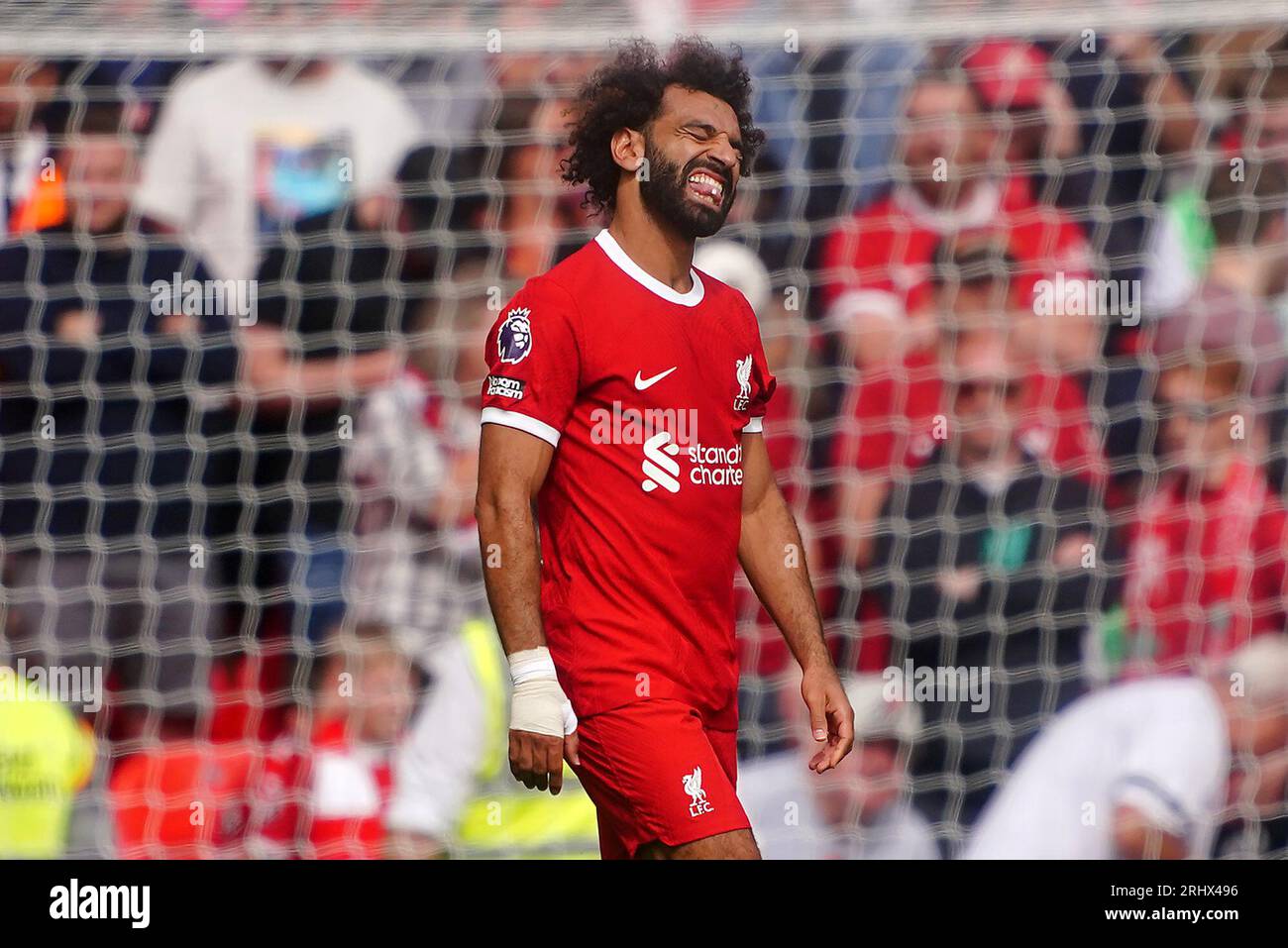 Liverpool's Mohamed Salah celebrates scoring their side's second goal ...