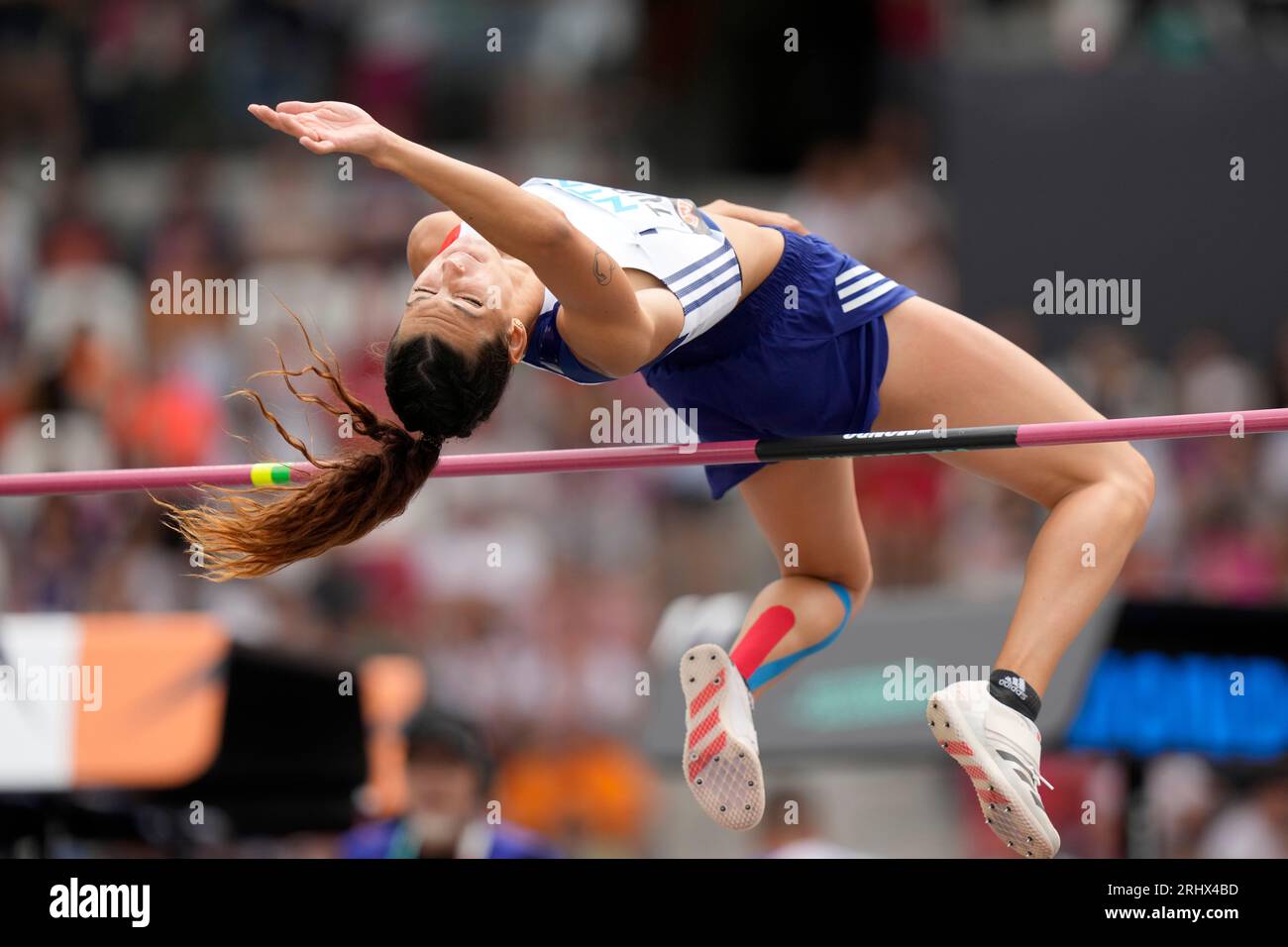 Esther Turpin, of France, makes an attempt in the Women's heptathlon ...