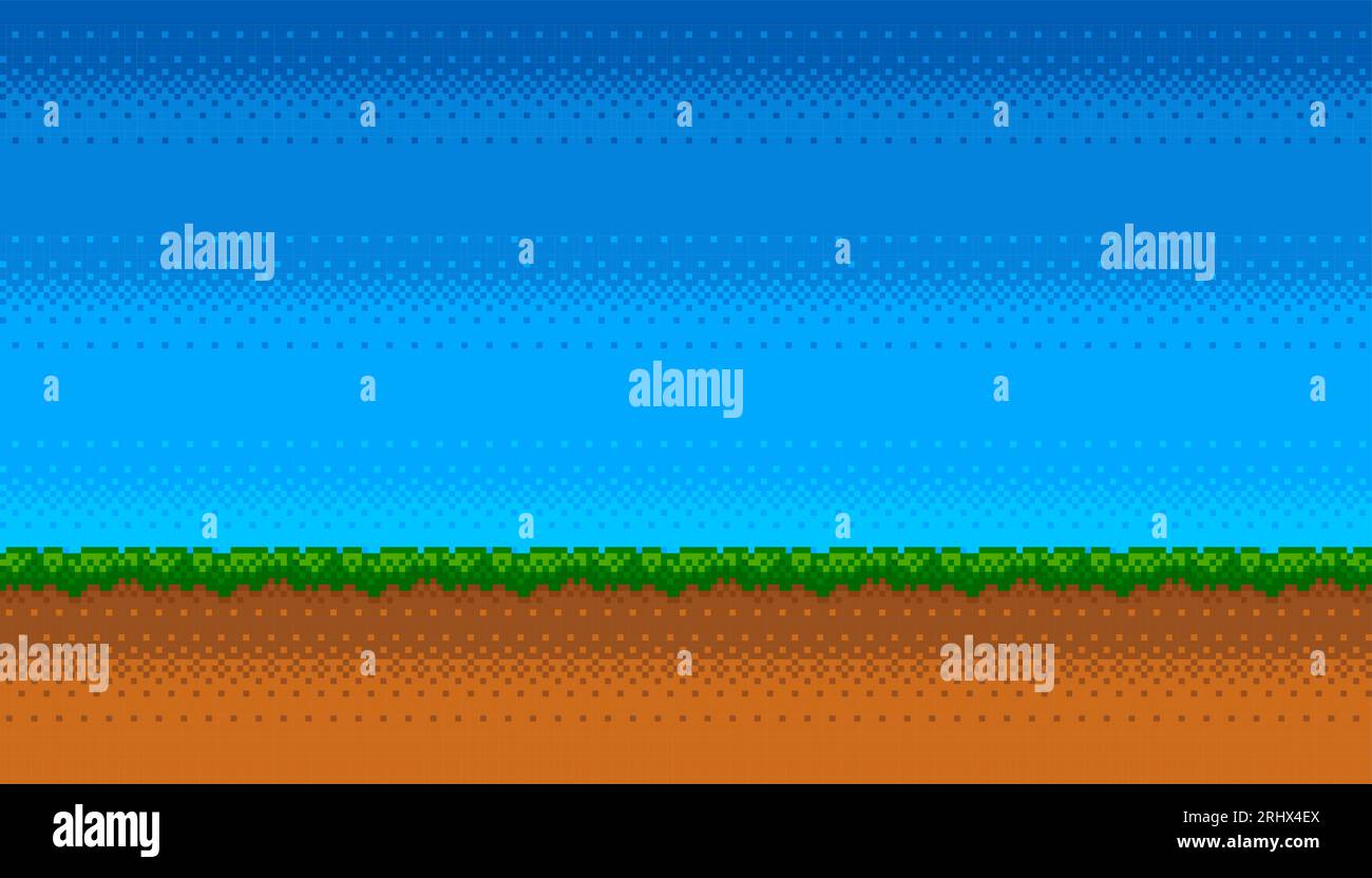 Pixel art game background. Nature landscape scene with green grass and ...