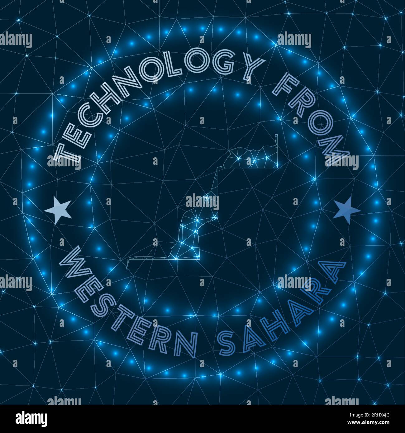 Technology From Western Sahara. Futuristic geometric badge of the ...