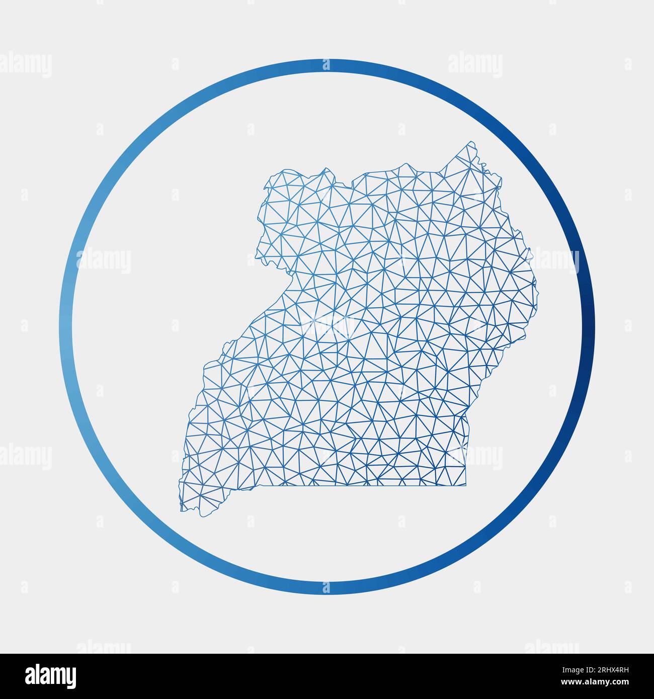 Uganda icon. Network map of the country. Round Uganda sign with ...