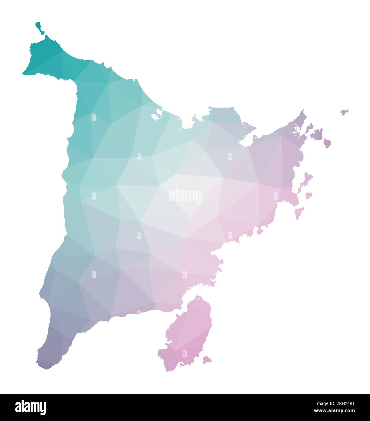Polygonal map of Panay. Geometric illustration of the island in emerald ...