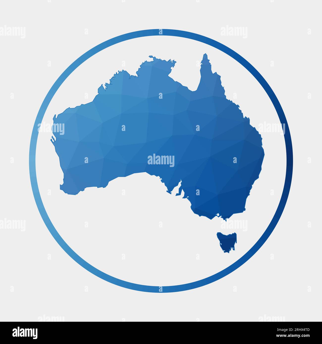 Australia icon. Polygonal map of the country in gradient ring. Round ...