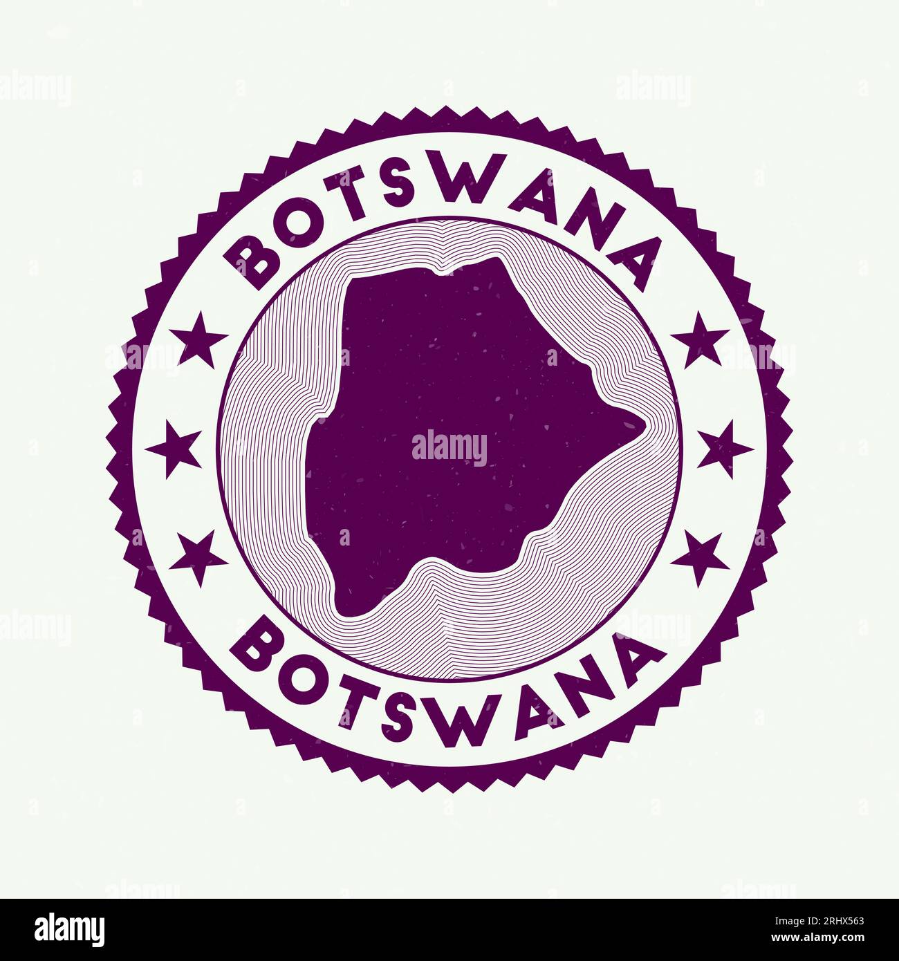 Botswana emblem. Country round stamp with shape of Botswana, isolines ...