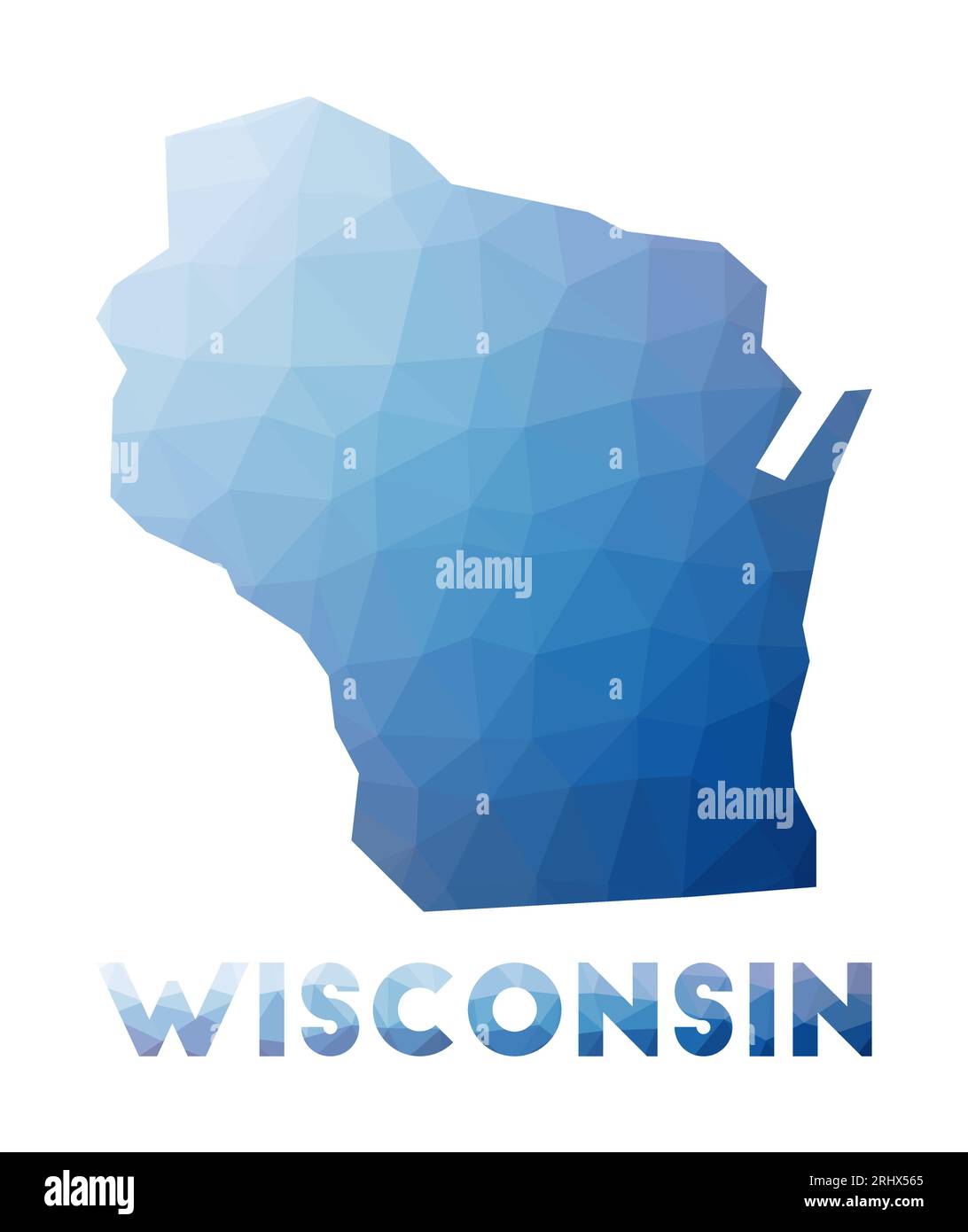 Low poly map of Wisconsin. Geometric illustration of the US state ...