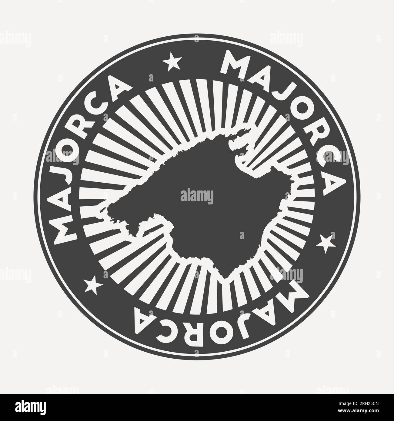 Majorca round logo. Vintage travel badge with the circular name and map ...