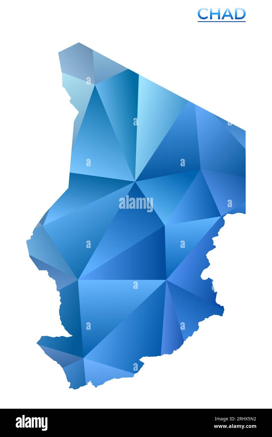 Vector polygonal Chad map. Vibrant geometric country in low poly style. Attractive illustration ...