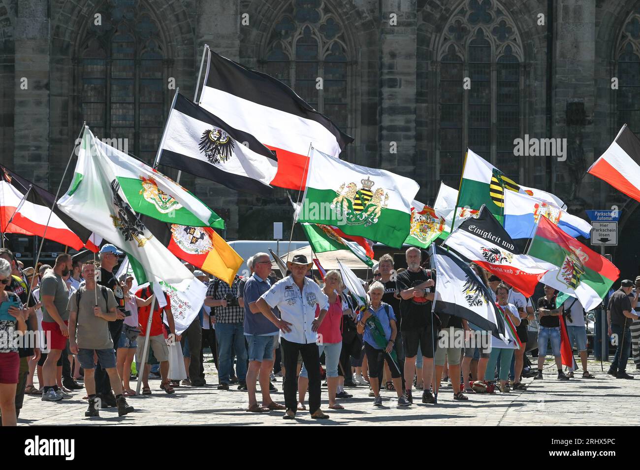 Magdeburg, Germany. 19th Aug, 2023. Imperial flags, flags with the ...