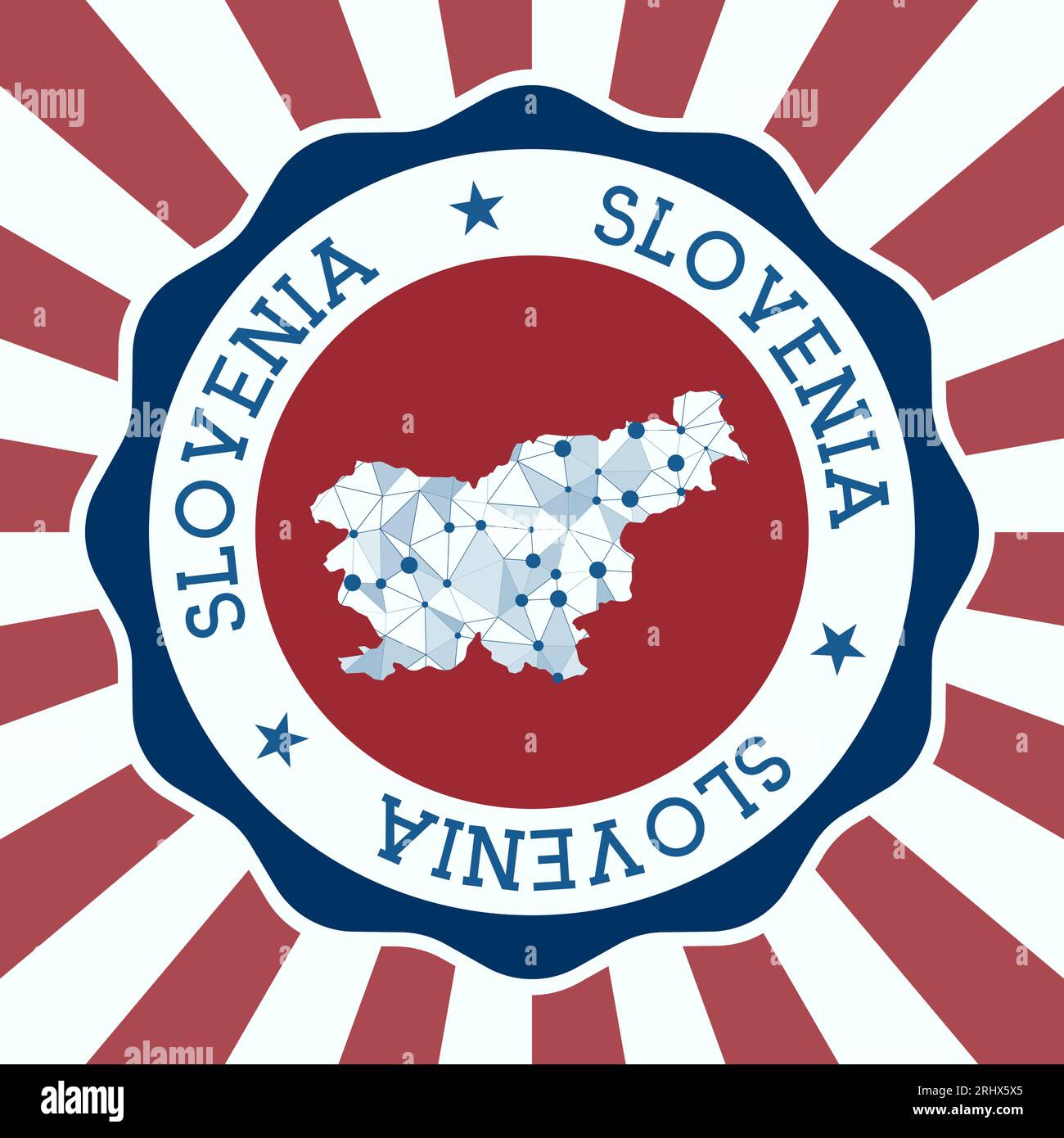 Slovenia Badge. Round logo of country with triangular mesh map and ...
