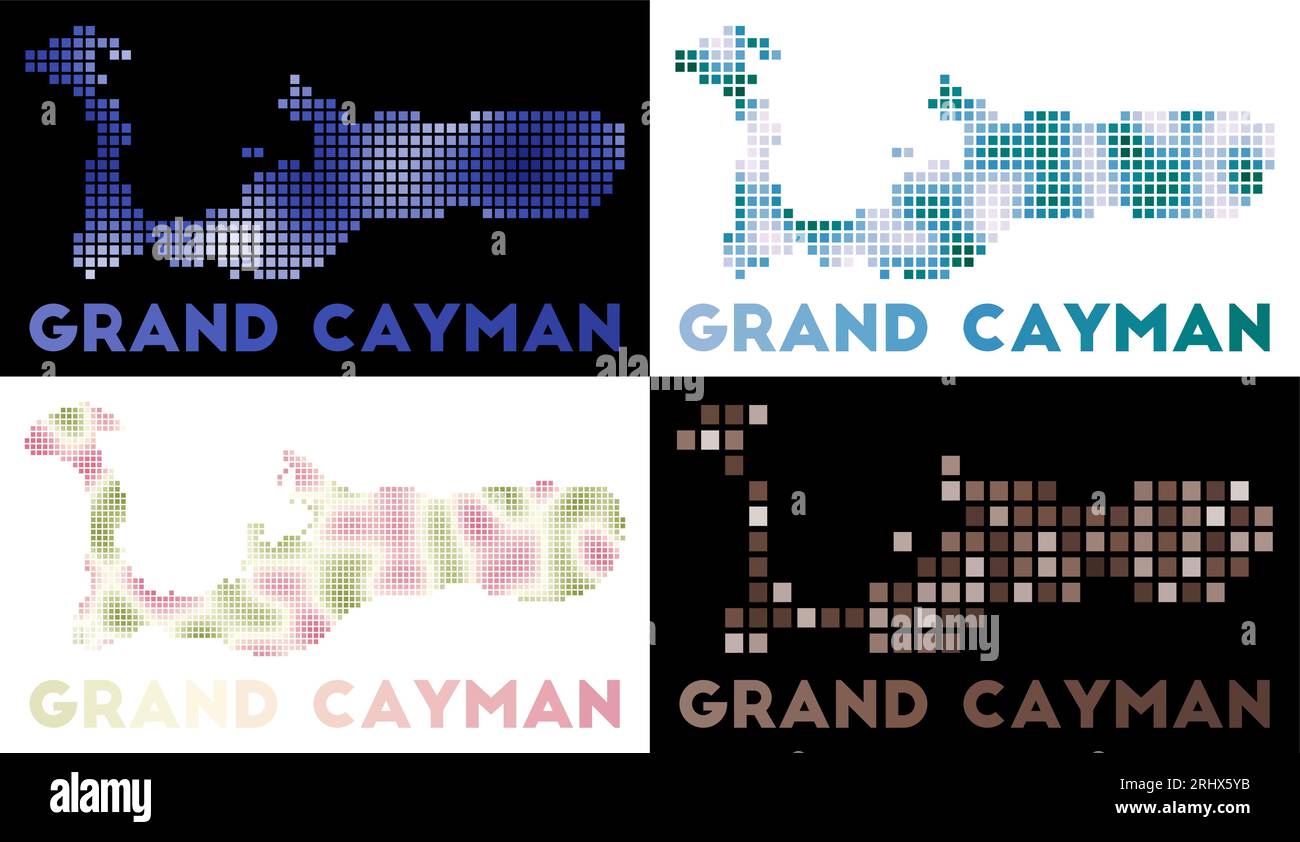 Grand Cayman map. Collection of map of Grand Cayman in dotted style ...