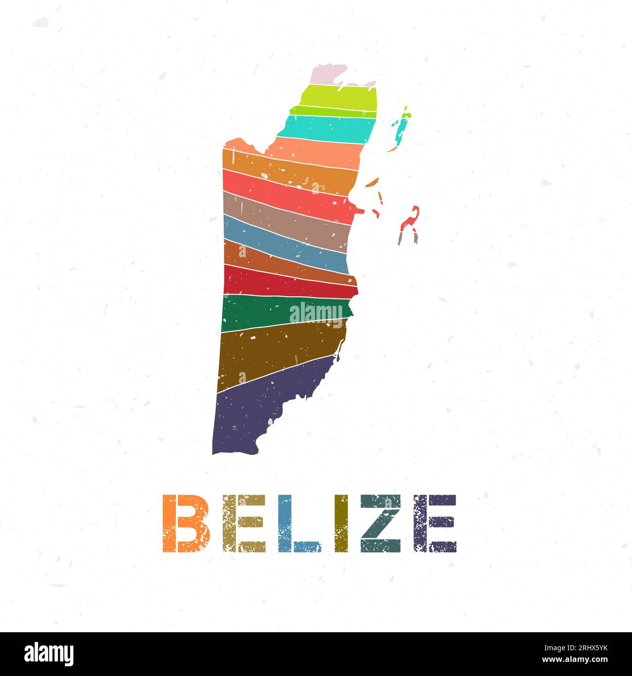 Belize map design. Shape of the country with beautiful geometric waves ...