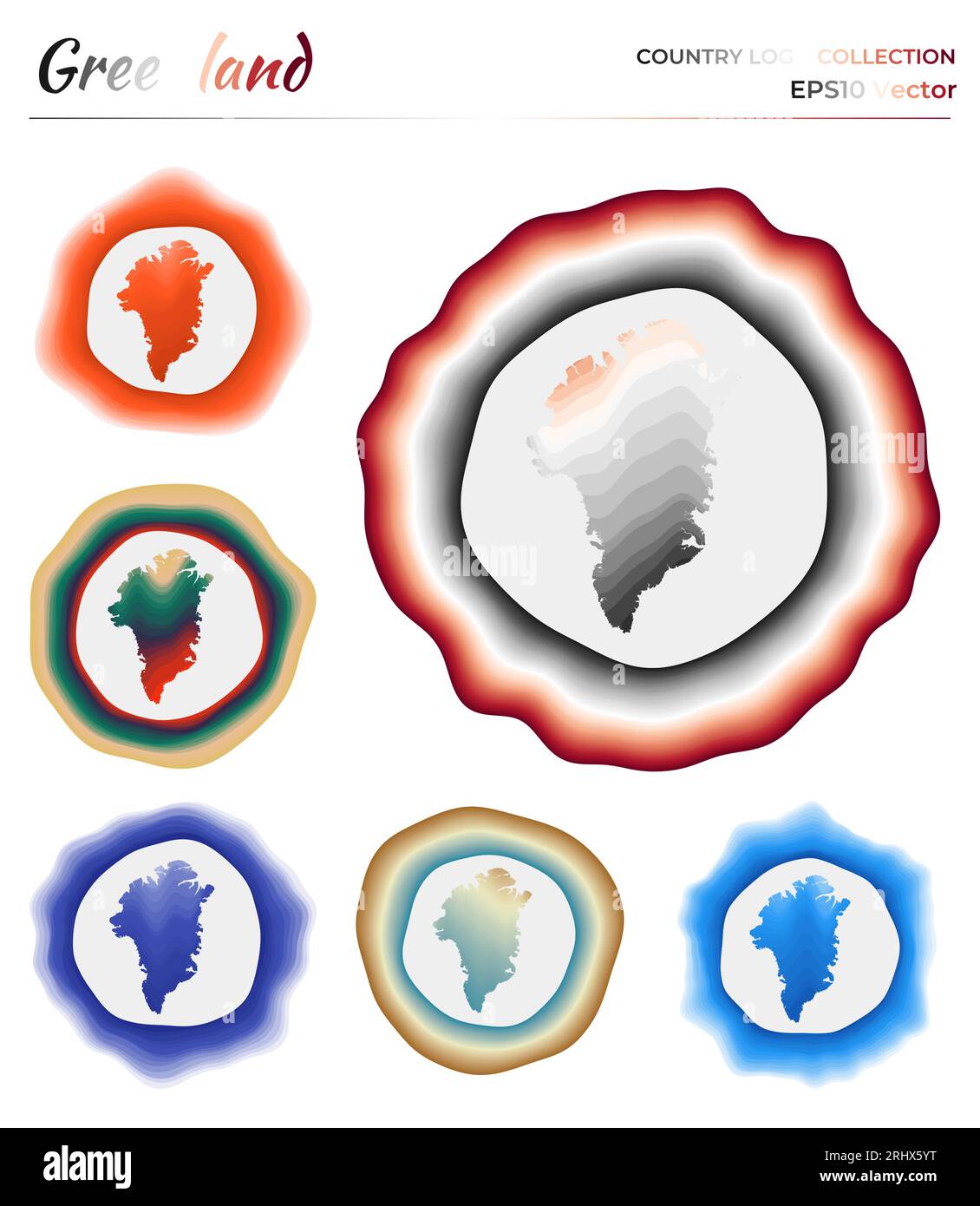 Greenland logo collection. Colorful badge of the country. Layers around ...