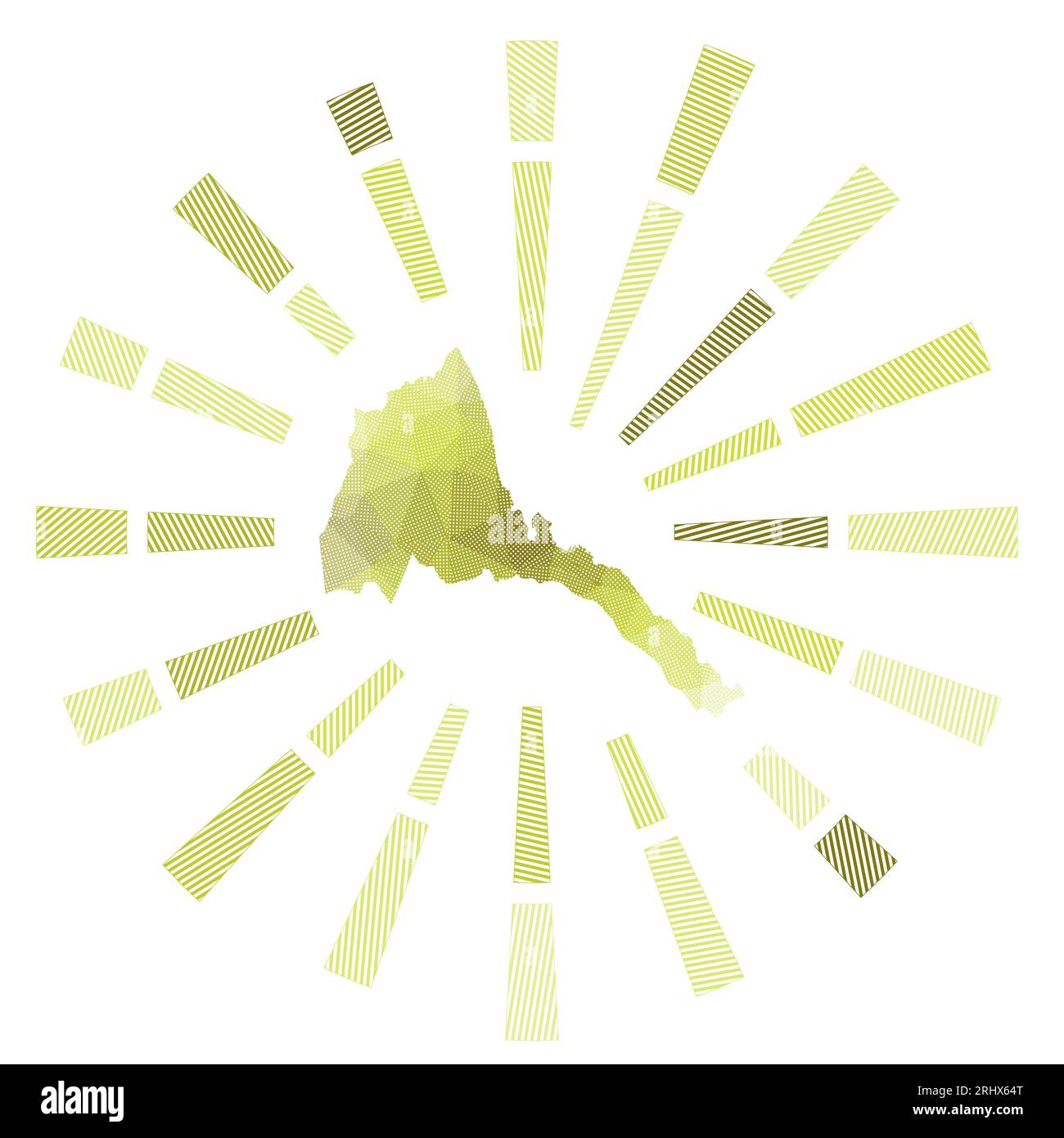 Eritrea sunburst. Low poly striped rays and map of the country. Charming vector illustration ...