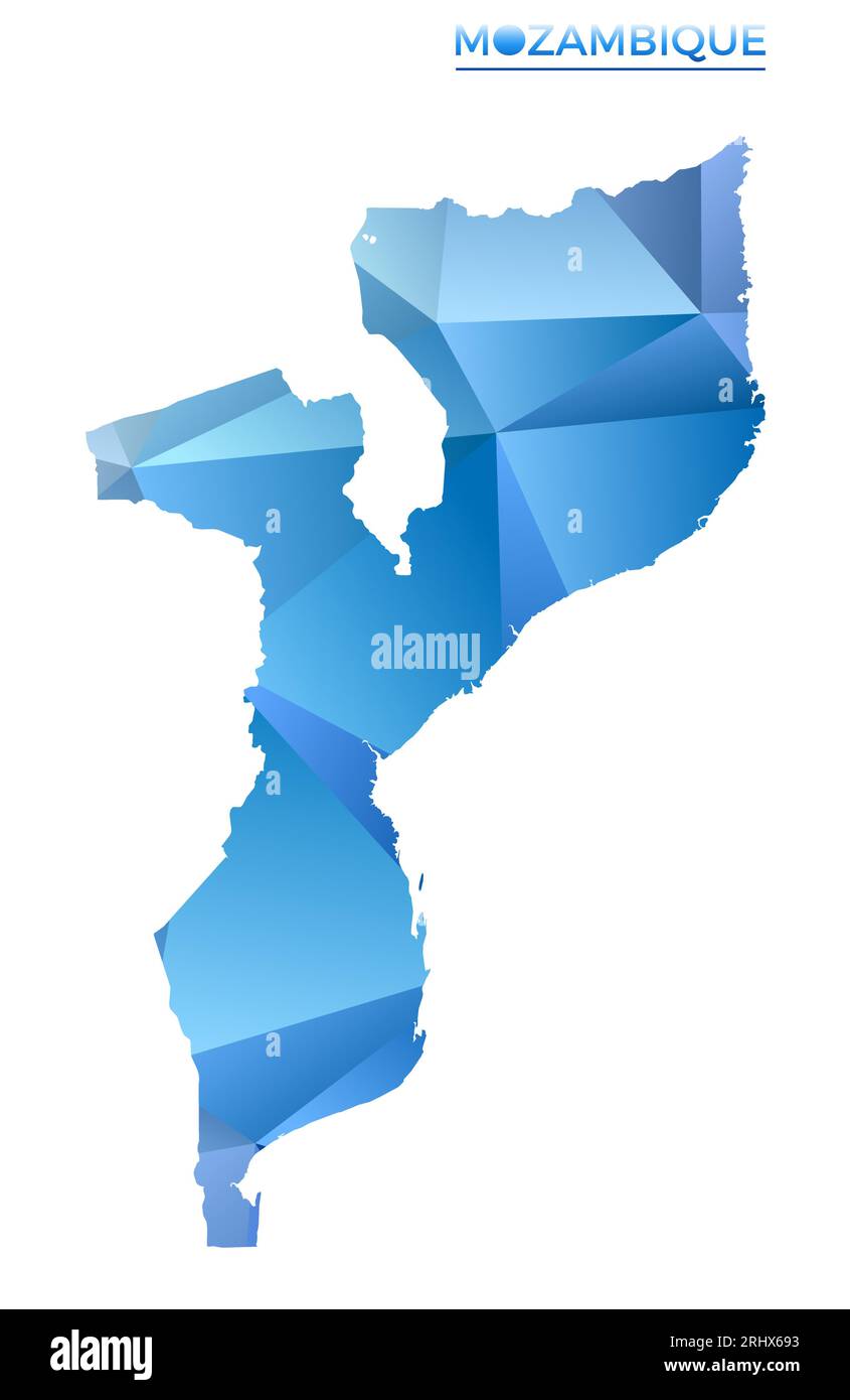 Vector polygonal Mozambique map. Vibrant geometric country in low poly ...