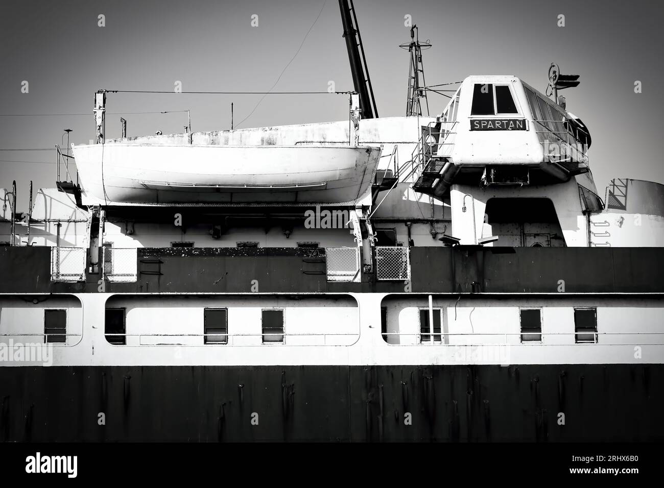 The side of the bridge on the SS Spartan, a retired Lake Michigan car ...
