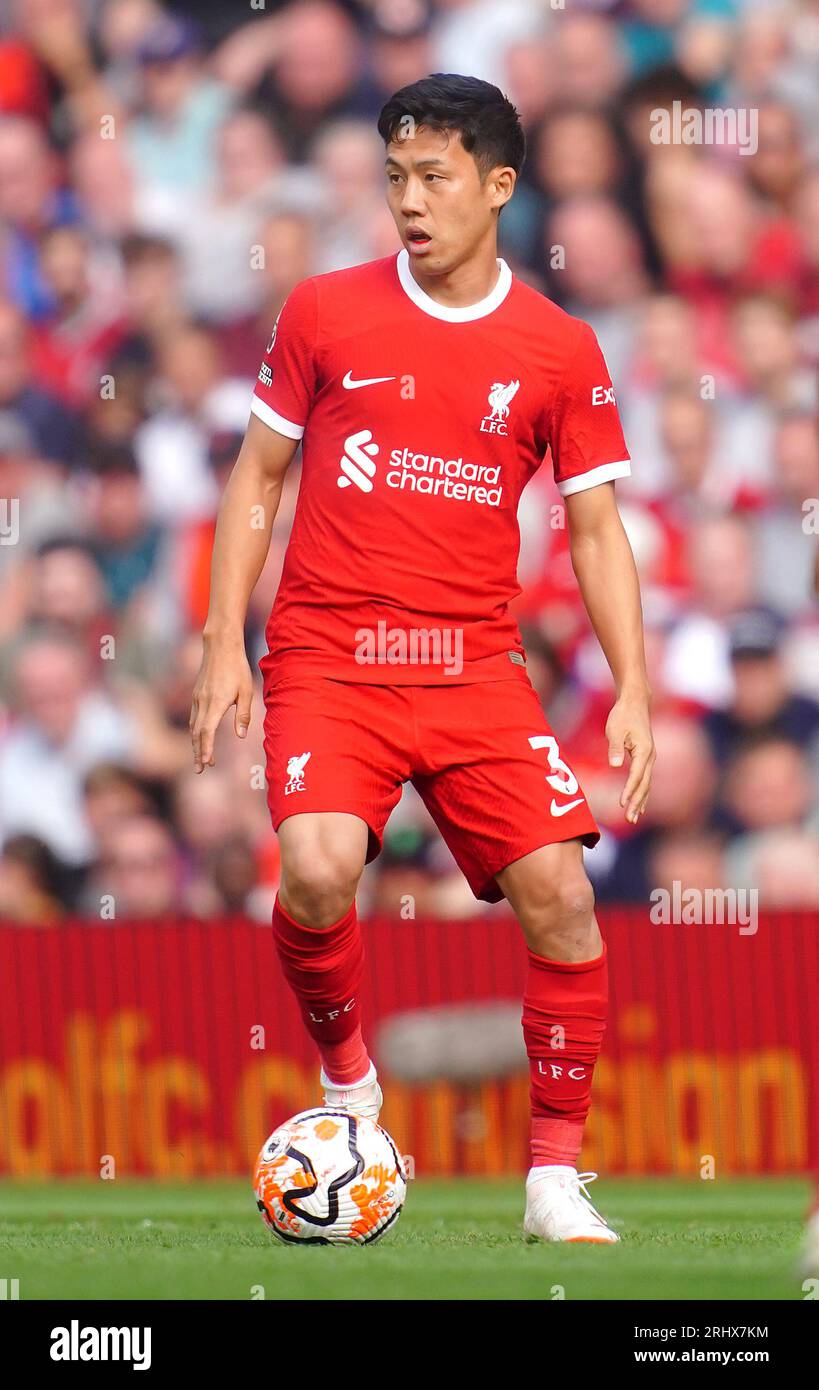 Liverpool's Wataru Endo in action during the Premier League match at ...
