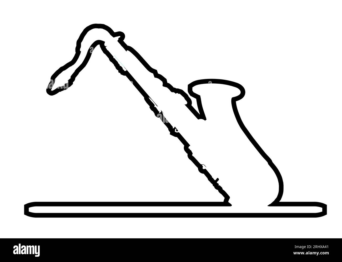 Silhouette outline in black on white of a typical saxophone Stock Photo ...