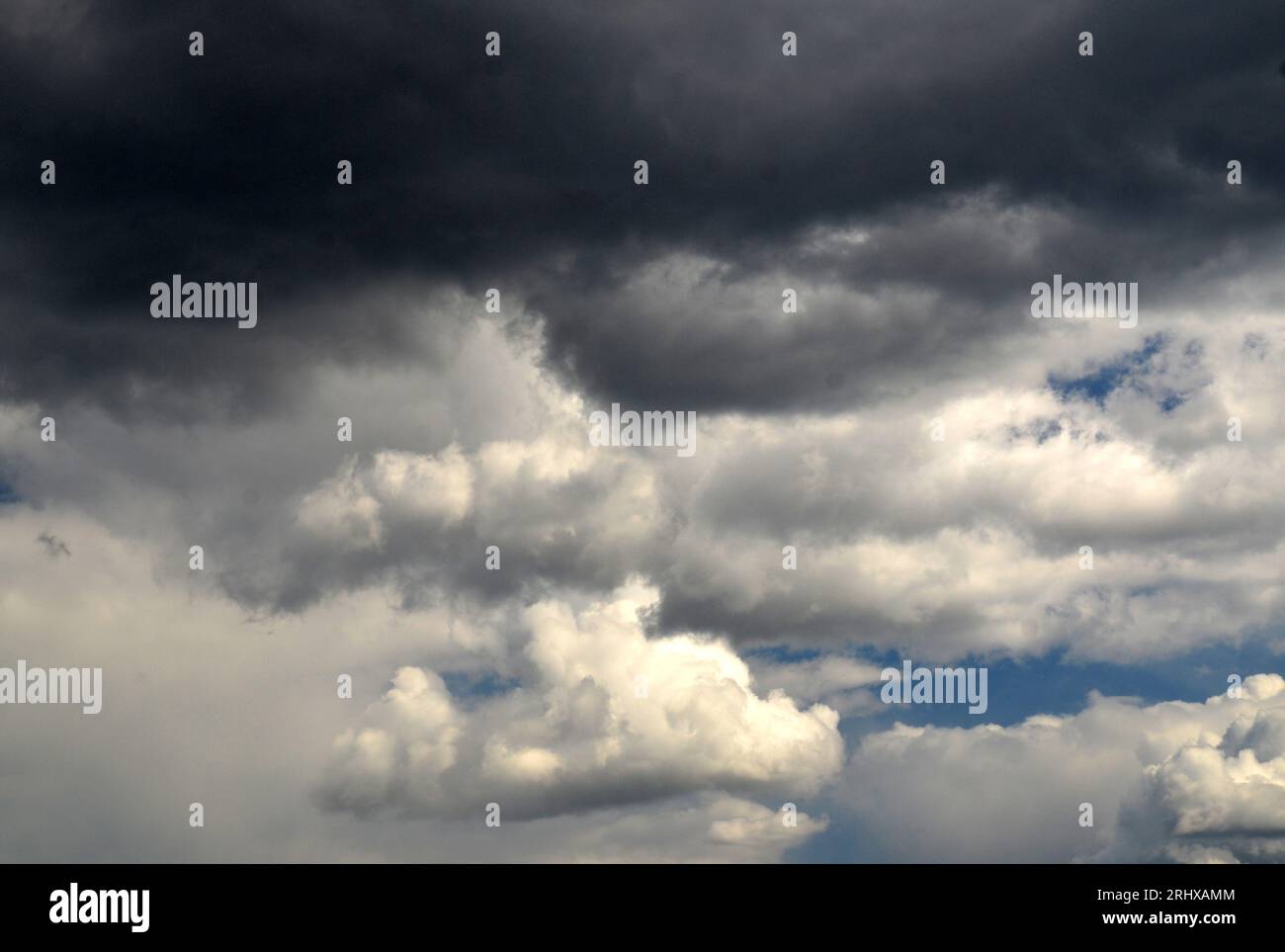 Dark rainy sky background, heavy scary clouds. Storm, hurricane and ...
