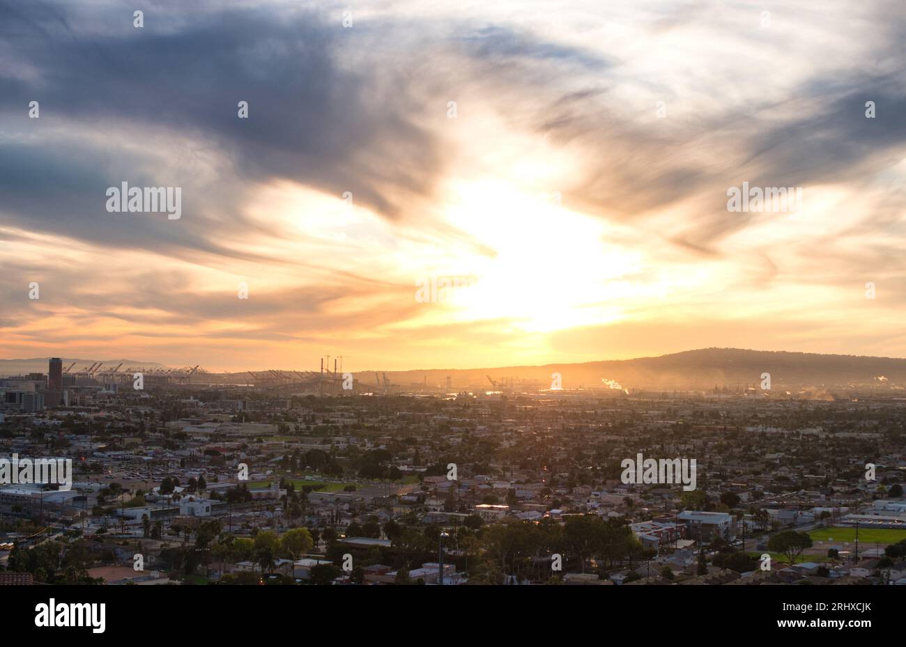 Photo of a breathtaking sunset over the iconic cityscape of Los Angeles ...
