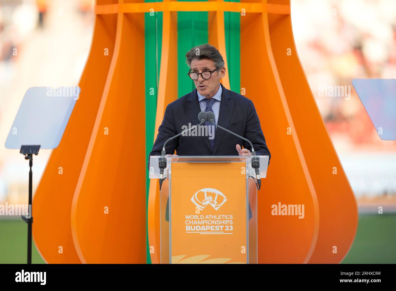World Athletics President Sebastian Coe speaks during the opening ...