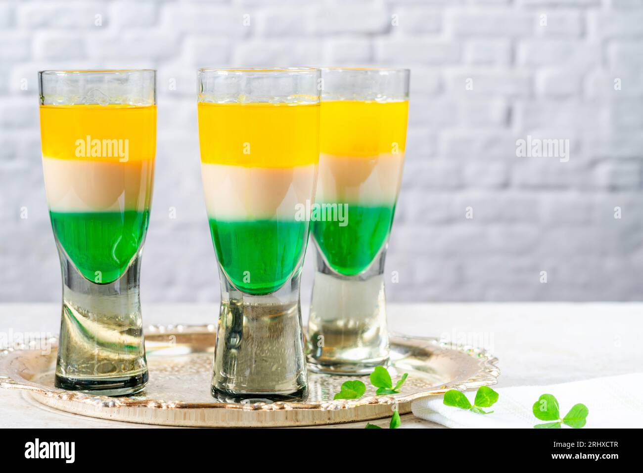Irish flag shots - traditional St Patricks Day layered alcoholic drinks ...