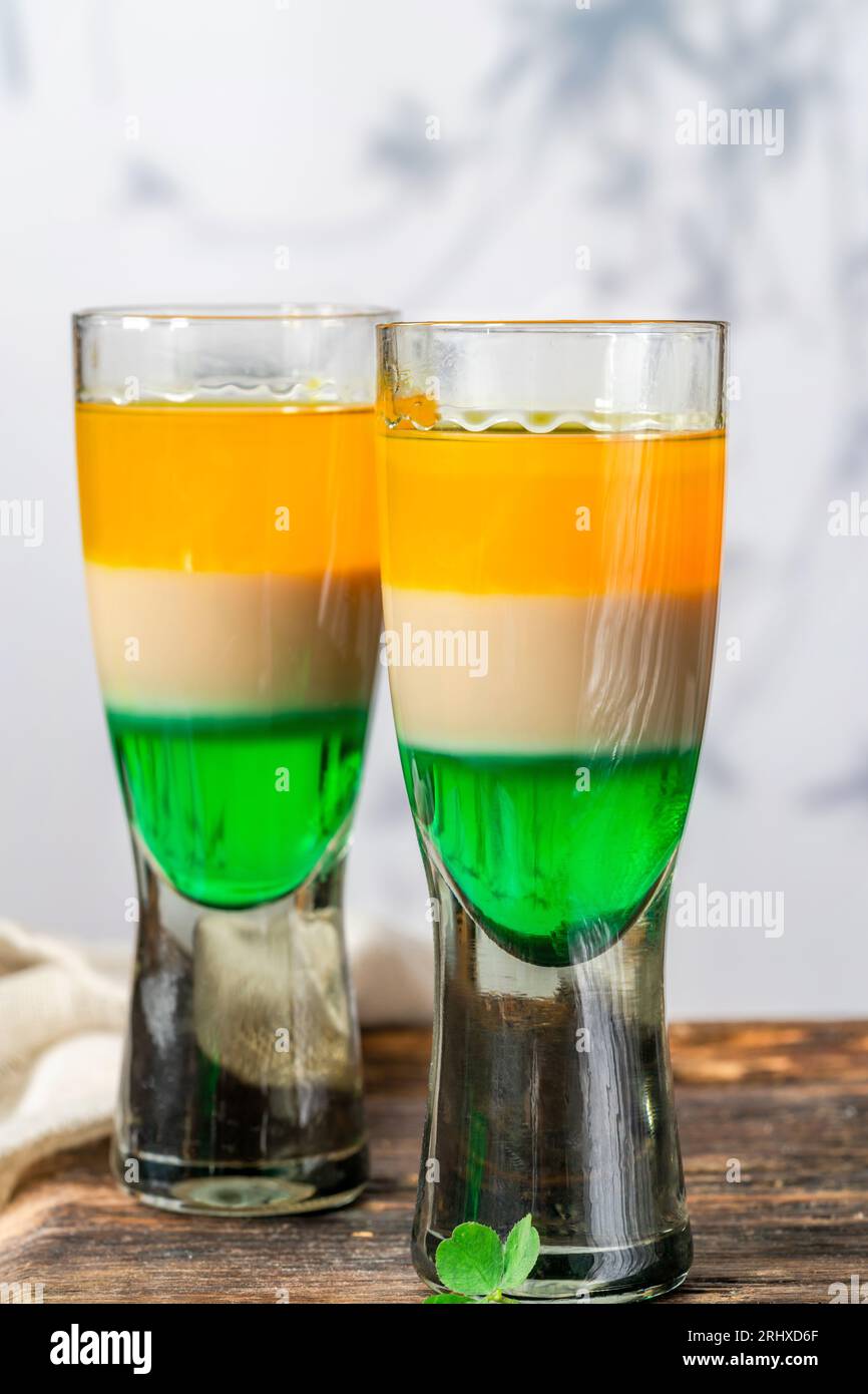 Irish flag shots - traditional St Patricks Day layered alcoholic drinks ...