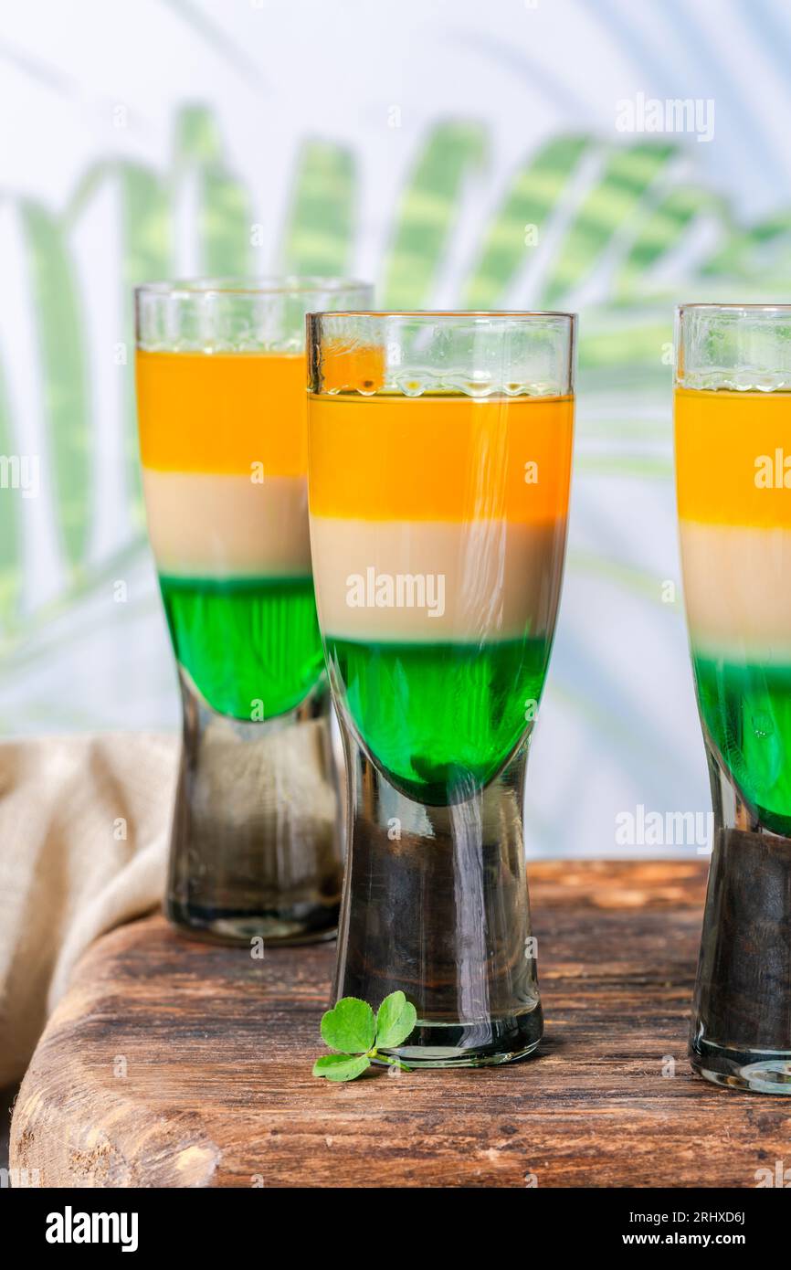 Irish flag shots - traditional St Patricks Day layered alcoholic drinks ...