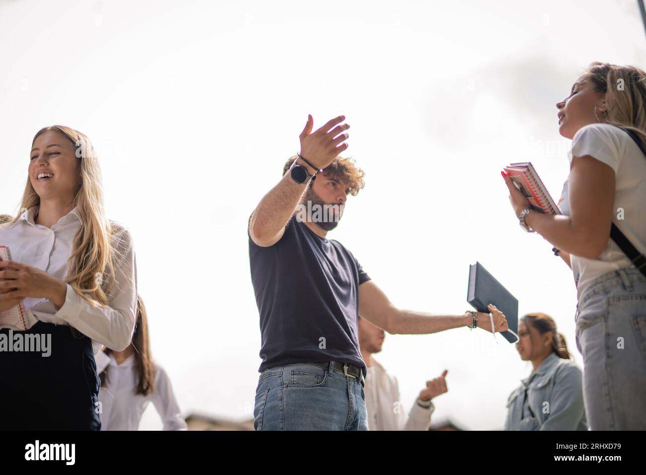 Male student arguing with his female colleague after exam. He told her ...