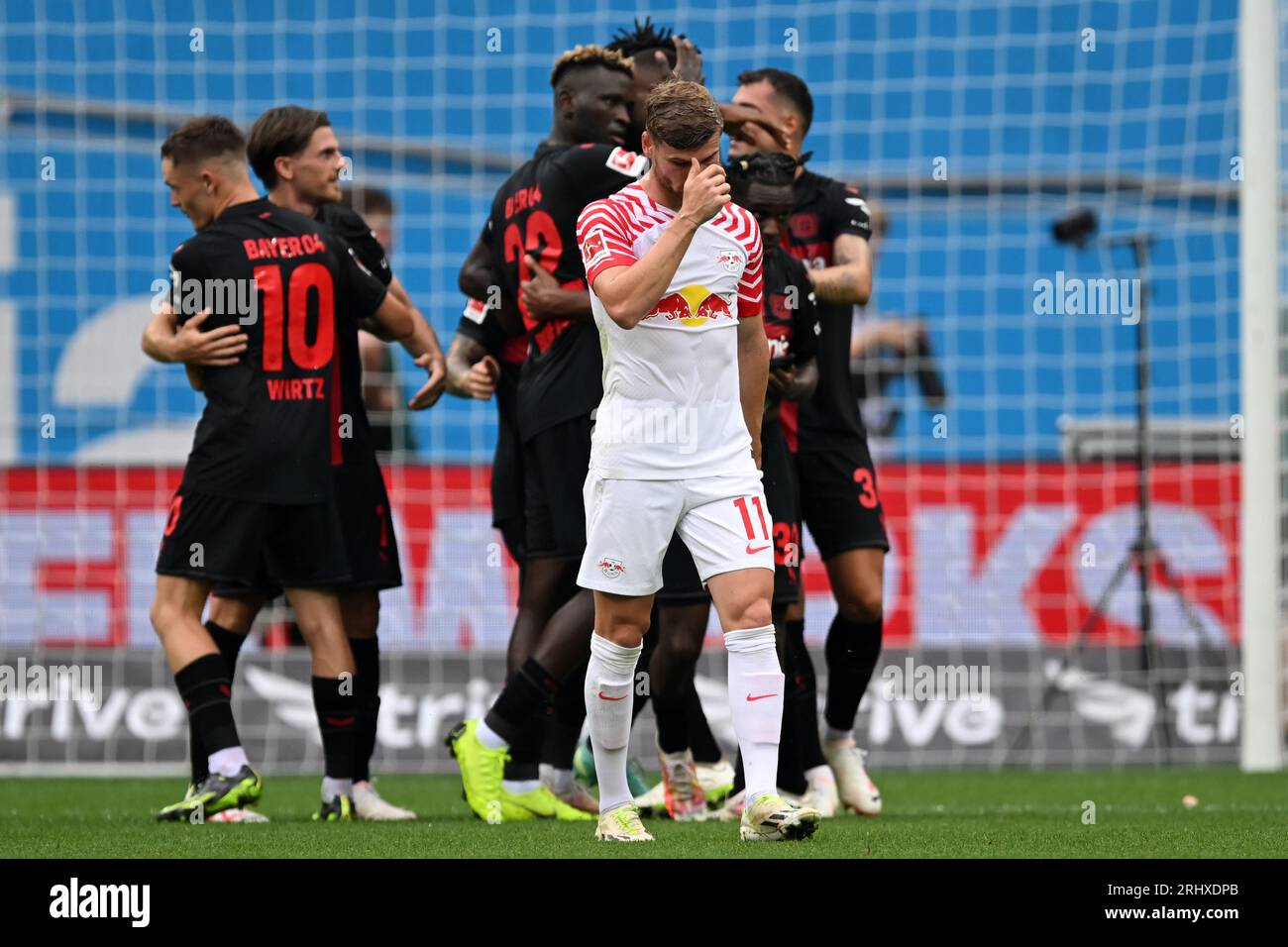 LEVERKUSEN - Timo Werner of RB Leipzig is disappointed during the ...
